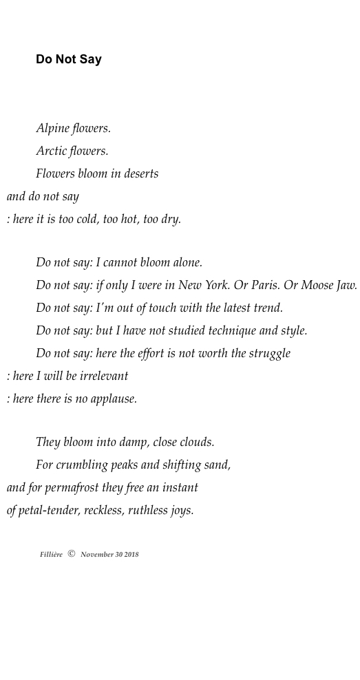 Do Not Say – fillière